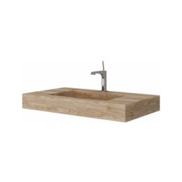 KIAMAMI VALENTINA - Hpl Laminat Waschtisch Mit Zentralem Becken Honig Eiche 80Cm