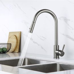 Küchenarmatur Hochdruck Wasserhahn mit ausziehbarer Brause 360 Drehbar Küche Wasserhahn Spültischarmatur mit 2 Strahlarten, Dunkelgrau - LONHEO