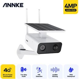 ANNKE 4G lte Solarbetriebene Überwachungskamera für den Außenbereich, 100 % kabellos, 4 mp Auflösung, eingebauter Akku, Zwei-Wege-Audio,