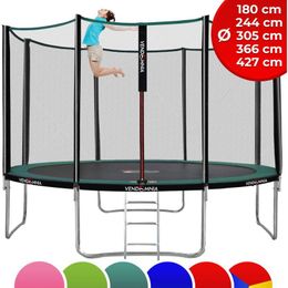 Trampolin - mit Sicherheitsnetz, Leiter, Randabdeckung, ø 180, 244, 305, 366, 427 cm, Farbwahl - Outdoor und Indoor Gartentrampolin mit Zubehör,