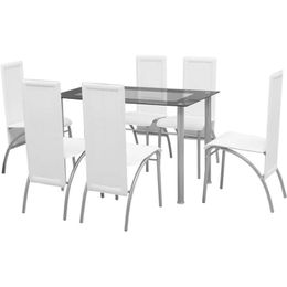 7-tlg. Essgruppe Sitzgruppe - Esstisch mit 6 Stühlen Weiß BV778016 Bonnevie