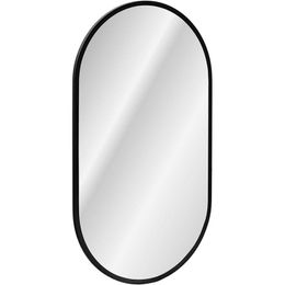 Lomadox - Badezimmer led Spiegel, oval, in schwarz ADELAIDE-56-BLACK, b/h/t ca. 50/90/3,5 cm - schwarz
