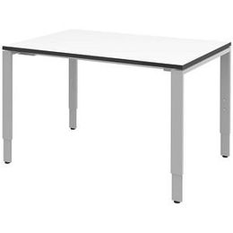 Röhr-Bush röhr Imperia höhenverstellbarer Schreibtisch weiß rechteckig, 4-Fuß-Gestell silber 120,0 x 80,0 cm