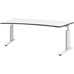 Röhr-Bush röhr Imperia höhenverstellbarer Schreibtisch weiß Trapezform, C-Fuß-Gestell weiß 200,0 x 80,0/100,0 cm