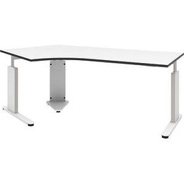 Röhr-Bush röhr Imperia höhenverstellbarer Schreibtisch weiß Bogenform, C-Fuß-Gestell weiß 217,0 x 114,0 cm