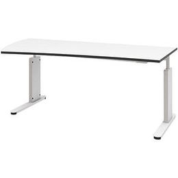 Röhr-Bush röhr Imperia höhenverstellbarer Schreibtisch weiß Trapezform, C-Fuß-Gestell weiß 180,0 x 80,0/100,0 cm