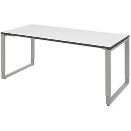 Röhr-Bush röhr Imperia höhenverstellbarer Schreibtisch weiß rechteckig, Kufen-Gestell silber 160,0 x 80,0 cm