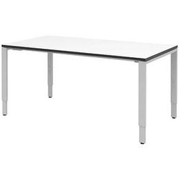 Röhr-Bush röhr Imperia höhenverstellbarer Schreibtisch weiß rechteckig, 4-Fuß-Gestell silber 160,0 x 80,0 cm