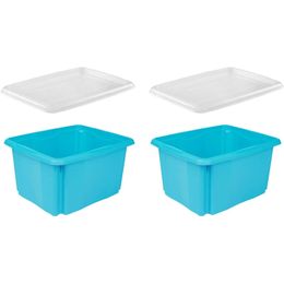 keeeper Organizer emil (Set, 2 St., 2), Aufbewahrungsbox, 24 L, mit Deckel, hochwertiger Kunststoff, blau