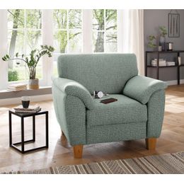 Home Affaire Sessel Alta, mit Federkern und Kontrastnaht, Füße Buche eichefarben, grau|grün