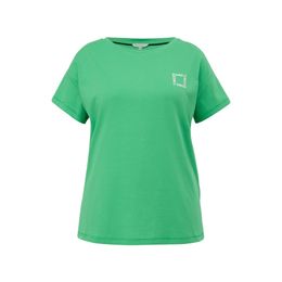 TRIANGLE Große Größen: T-Shirt mit kleinem Druck und Rundhalsausschnitt, hellgrün, Gr.52
