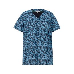 TRIANGLE Große Größen: Shirt im Material- und Mustermix, blau bedruckt, Gr.50