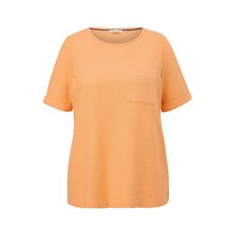 TRIANGLE Große Größen: Shirt aus Waffelpiqué, mit Brusttasche, orange, Gr.52