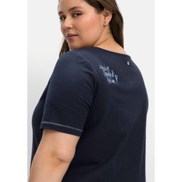 sheego Große Größen: Shirt mit Print hinten auf der Schulter, nachtblau, Gr.40/42