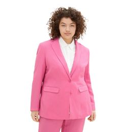 Tom Tailor Große Größen: Blazer mit tiefem Reverskragen, im Leinen-Mix, pink, Gr.46