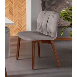 Places of Style Esszimmerstuhl Effie (Set, 2 St), aus einem schönen massivem Buchenholzgestell, mit weichem Velvet Bezug, grau