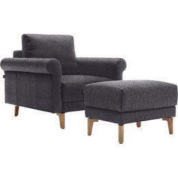 Hülsta Sofa hülsta sofa Sessel hs.450, modern Landhaus, Breite 88 cm, Fuß Nussbaum, grau|schwarz