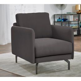 Hülsta Sofa hülsta sofa Sessel hs.450, Armlehne sehr schmal, Breite 70 cm, Alugussfuß Umbragrau, braun|grau