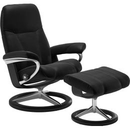 stressless® Relaxsessel Consul (Set, Relaxsessel mit Hocker), mit Hocker, mit Signature Base, Größe M, Gestell Schwarz, schwarz