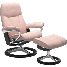 stressless® Relaxsessel Consul (Set, Relaxsessel mit Hocker), mit Hocker, mit Signature Base, Größe L, Gestell Schwarz, rosa