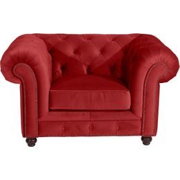 Max Winzer® Chesterfield-Sessel Old England, mit edler Knopfheftung, rot