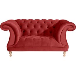 Max Winzer® Loveseat Isabelle, mit Knopfheftung & gedrechselten Füßen in Buche natur, Breite 167 cm, rot