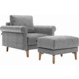 Hülsta Sofa hülsta sofa Sessel hs.450, modern Landhaus, Breite 88 cm, Fuß Nussbaum, grau|schwarz