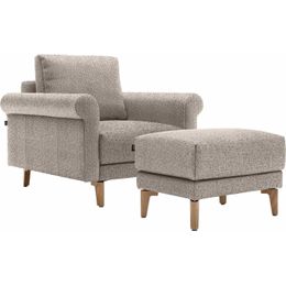 Hülsta Sofa hülsta sofa Sessel hs.450, modern Landhaus, Breite 88 cm, Fuß Nussbaum, beige|grau