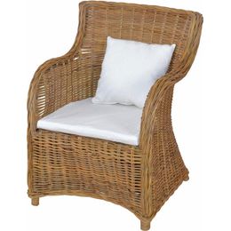 Home Affaire Rattanstuhl, aus handgeflochtenem Rattan und großer Sitzschale, Breite 62 cm, beige|grau