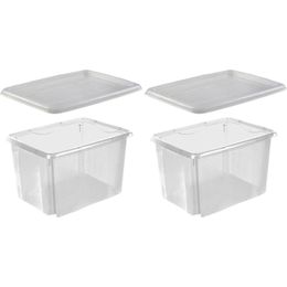 keeeper Stapelbox emil (Set, 2 St), 30 L, mit Deckel, hochwertiger Kunststoff, weiß