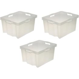 keeeper Organizer franz (Set, 3 St), Aufbewahrungsboxen xl, 24 Liter, hochwertiger Kunststoff, weiß
