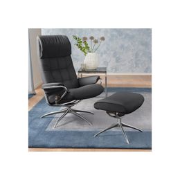 stressless® Relaxsessel London (Set, Relaxsessel mit Hocker), mit Hocker, High Back, mit Star Base, Gestell Chrom, schwarz