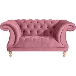 Max Winzer® Loveseat Isabelle, mit Knopfheftung & gedrechselten Füßen in Buche natur, Breite 167 cm, rosa