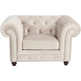 Max Winzer® Chesterfield-Sessel Old England, mit edler Knopfheftung, beige