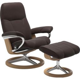 stressless® Relaxsessel Consul (Set, Relaxsessel mit Hocker), mit Hocker, mit Signature Base, Größe L, Gestell Eiche, braun