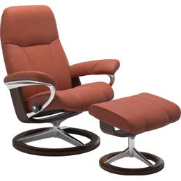 stressless® Relaxsessel Consul (Set, Relaxsessel mit Hocker), mit Hocker, mit Signature Base, Größe M, Gestell Braun, rot