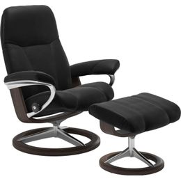 stressless® Relaxsessel Consul (Set, Relaxsessel mit Hocker), mit Hocker, mit Signature Base, Größe L, Gestell Wenge, schwarz