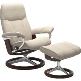 stressless® Relaxsessel Consul (Set, Relaxsessel mit Hocker), mit Hocker, mit Signature Base, Größe L, Gestell Braun, beige