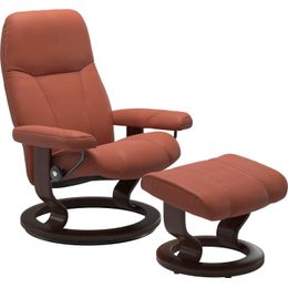 stressless® Relaxsessel Consul (Set, Relaxsessel mit Hocker), mit Hocker, mit Classic Base, Größe M, Gestell Braun, rot