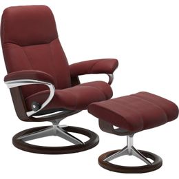 stressless® Relaxsessel Consul (Set, Relaxsessel mit Hocker), mit Hocker, mit Signature Base, Größe M, Gestell Braun, rot