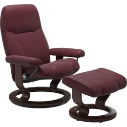 stressless® Relaxsessel Consul (Set, Relaxsessel mit Hocker), mit Hocker, mit Classic Base, Größe M, Gestell Braun, rot