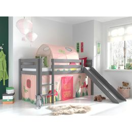 Vipack Spielbett Pino inkl. Rutsche mit Textilset Vorhang und Tunnel versch. Designs