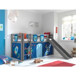 Vipack Spielbett Pino inkl. Rutsche mit Textilset Vorhang und 3 Taschen versch. Designs