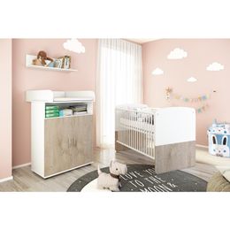 nonjoo. Babyzimmer Hanna Set 1: best. aus Babybett, Kommode, Wickelaufsatz und Wandboard