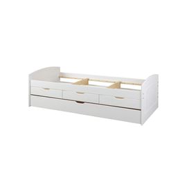 Inter Link Funktionsbett Rieka 90x200 cm Kiefer Massivholz weiss lackiert