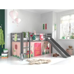 Vipack Spielbett Pino inkl. Rutsche mit Textilset Vorhang und 3 Taschen versch. Designs