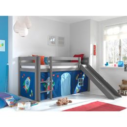 Vipack Spielbett Pino inkl. Rutsche mit Textilset Vorhang versch. Designs