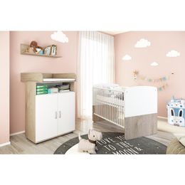 nonjoo. Babyzimmer Lani Set 1: best. aus Babybett, Kommode, Wickelaufsatz und Wandboard