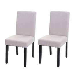 MCW 2er-Set Esszimmerstuhl Stuhl Küchenstuhl Littau ~ Textil, creme-beige, dunkle Beine