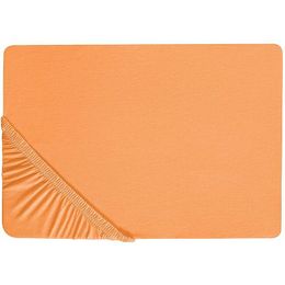 Beliani Spannbettlaken Orange Baumwolle 200 x 200 cm mit Hohem Steg Gummizug Steghöhe 30 cm Modern für Matratze Schlafzimmer Ausstattung Zubehör - Orange